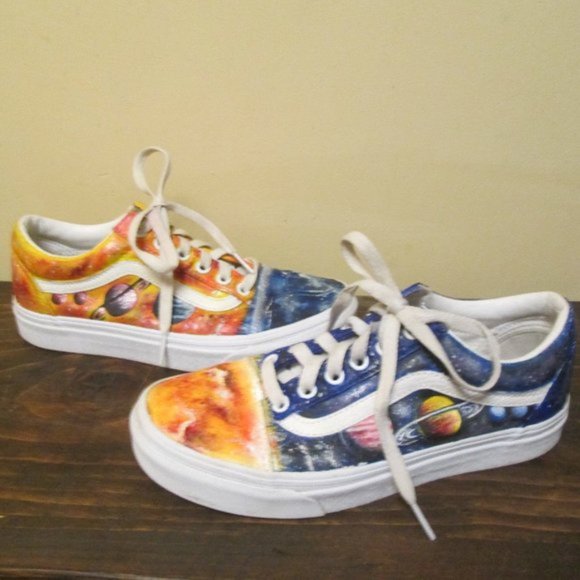 Vans | Shoes | Custom Hand Painted One Of A Kind Outer Space Aliens ...